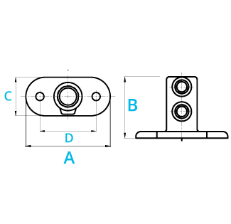 Raccord tubulaire - Accroche socle JM 132-B34 pour une fixation au sol.